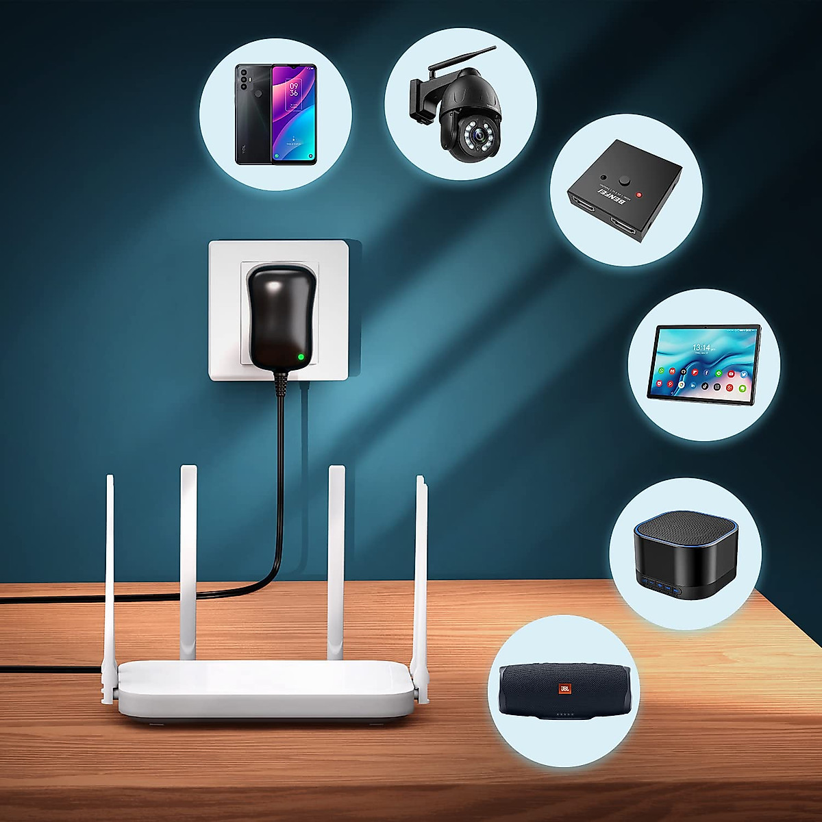 Powseed 12W Universal AC Adapter DC 3V 4.5V 5V 6V 7.5V 9V 12V Power Cord for Household Electronics CCTV IP Camers Routers Speaker Tablet Webcam USB Devices Multi Voltage 1000mA Wall Cord Charger