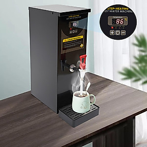 LOHISHILO Commercial Milk Frother 2000W 8L Electric Steam Milk Frothing Machine Steam Boiling Water Machine, Milk Foam Espresso Machine with LED Display for Coffee Milk Tea Dessert, Black