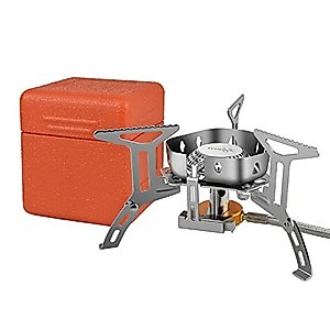 Tentock Camping Gas Stove 3500W Windproof Gas Cooking Burner with Piezo Ignition Ultralight Folding Mini Gas stove Portable Outdoor Backpacking Stove for Hiking Picnic Cooking BBQ Trekking