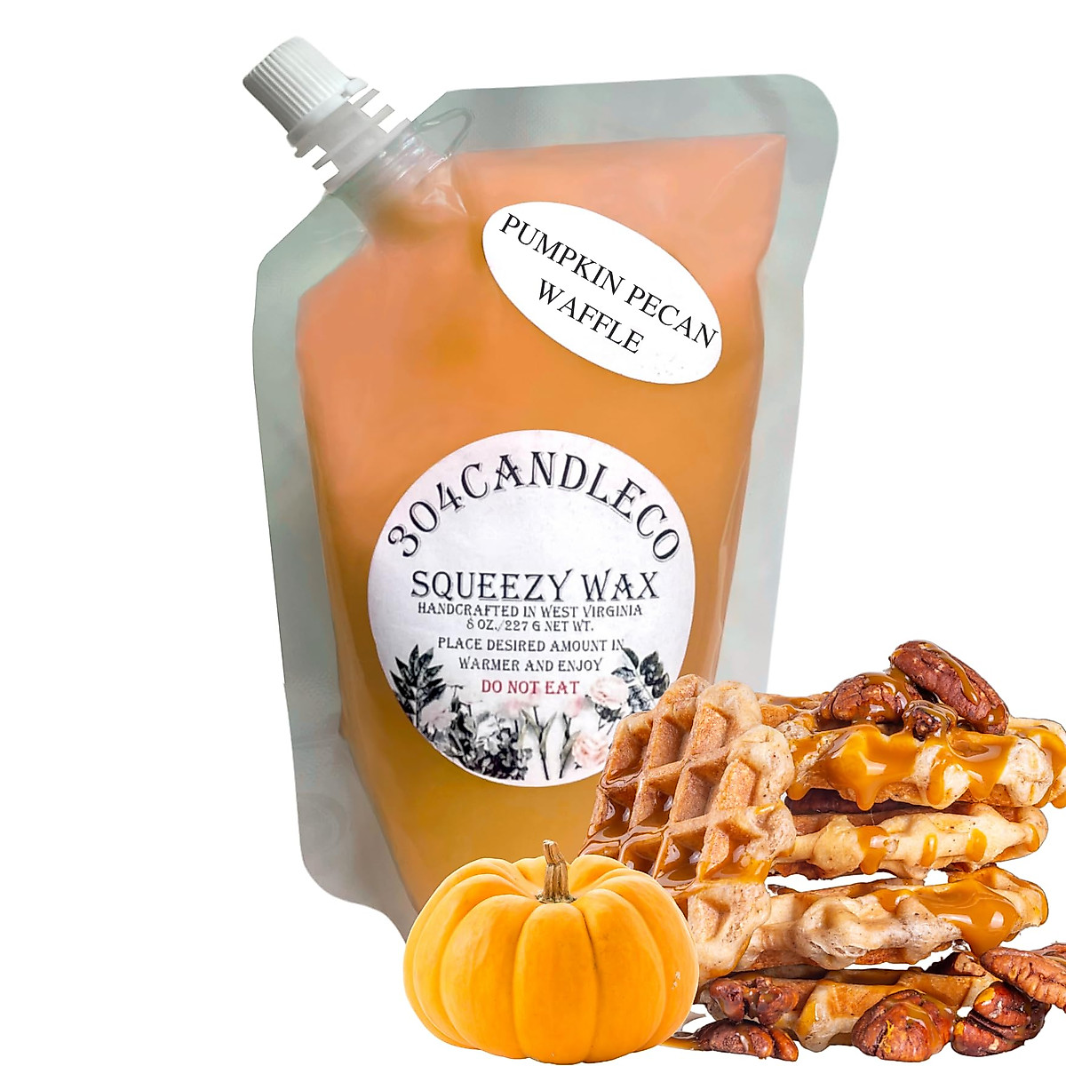 304CandleCo Large 8 oz Squeezable Wax Melt Candle -50 SCENTS - Pumpkin Pecan Waffles - Highly Fragrant & Hand-Crafted - Easy Mix & Match - 100% American Made - Perfect for Wax Warmers