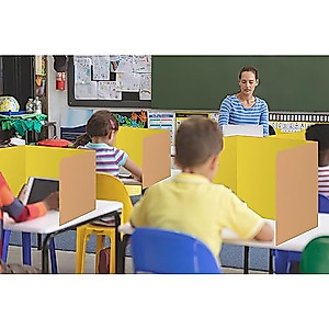 12 Pcs Privacy Folders for Students Yellow Desk Dividers Classroom Test Dividers Privacy Boards for Student Desks Privacy Panel Partitions Trifold Desk Dividers for School