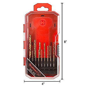 Drill Bit Set, Titanium Finish and High-Speed Steel BuildÂ– Straight Shank Twist Bits for Power Drill- 15 Piece Kit with Storage Case by Stalwart