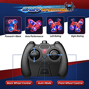 Remote Control Car,360° Rotating 2.4GHz Fast Stunt RC Cars with Wheel Lights Off Road RC Crawlers Toys for Boys 4-6 6-8 8-12 Birthday Easter Gifts