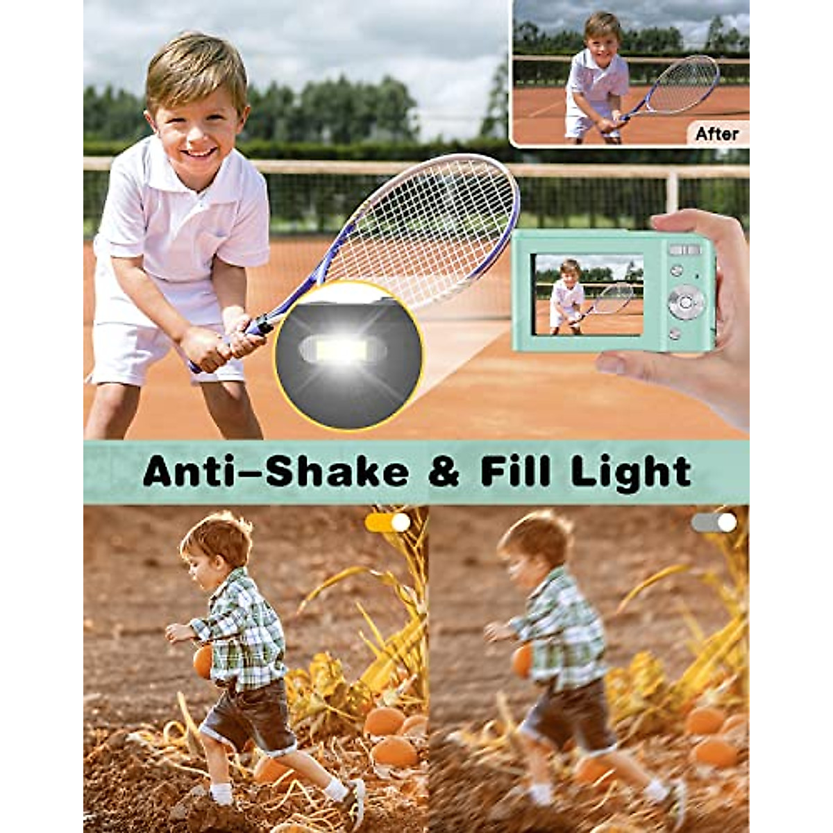 Digital Camera, Lecran FHD 1080P 36.0 Mega Pixels Vlogging Camera with 16X Digital Zoom, LCD Screen, Compact Portable Mini Cameras for Students, Teens, Kids (Green)