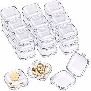 100 Pack Mini Clear Jewelry Box Earring Organizers with Hinged Lid Small Plastic Storage Box for Earrings Chains