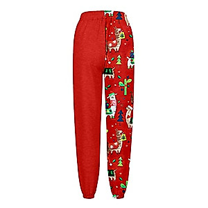 Womens Cargo Sweatpants,High Waisted Sweatpants for Women Christmas Print Elastic Waisted Workout Jogging Drawstring Casual Baggy Workout Pants Santa Claus Graphic Print U XL