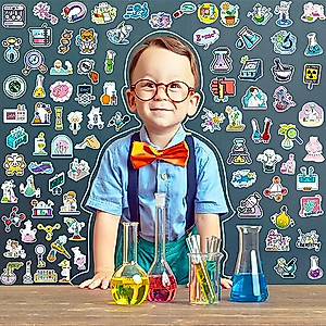 300PCS Science Stickers, 300PCS Natural Sciences Stickers Pack for Kids, Biology Chemistry Physics Math Experiment Waterproof Stickers for Student Teachers, Laboratory Decals for Laptop, Water Bottle,