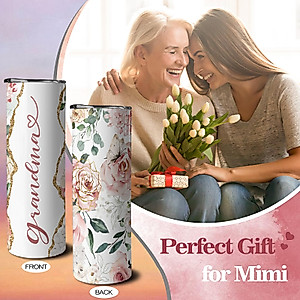 owbgsdh 20 oz Grandma Skinny Tumblers with Lid and Straw, Grandma Stainless Steel Vacuum Insulated Travel Coffee Mug Cup Water Bottle, Grandma Birthday Gifts for Grandmother