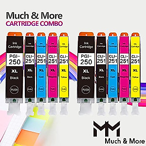 MM MUCH & MORE Compatible Ink Cartridge Replacement for Canon PGI-250XL CLI-251XL PGI 250 XL CLI 251 XL to use for PIXMA MX922 IP7220 MG5520 MG5420 IX6820 IP8720 MG7520 MG7120 MG6320 Printer (10-Pack)
