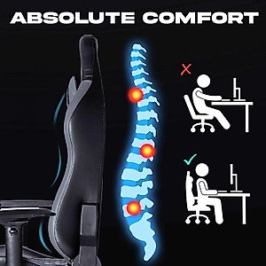 KLIM Esports Gaming Chair with Back & Head Support + Ergonomic Computer Chair with Adjustable Armrests + PU Leather + Very Robust Gamer Chair for Adults + New Version Office Chair + Black…