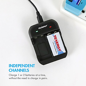 Tenergy TN141 Smart Charger for NiMH 9V Rechargeable Batteries, 9V Cells Battery Charger, 9 Volt NiMH