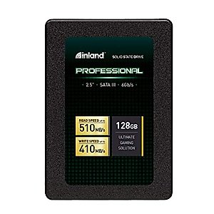 INLAND Professional 128GB SSD 3D TLC NAND SATA III 6Gb/s 2.5" 7mm Internal Solid State Drive (128GB)