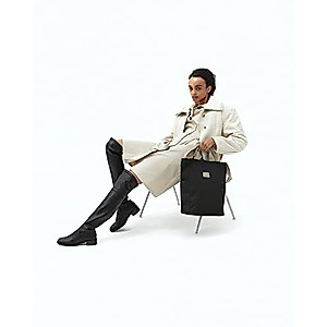 I WAS PLASTIC Recycled Polyester Laptop Tote Bag with Zipper and Pockets, Water Repellent, Fit 13" Laptop, Crossbody Bag. (BLACK)