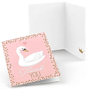 Big Dot of Happiness Swan Soiree - White Swan Baby Shower or Birthday Party Thank You Cards (8 count)