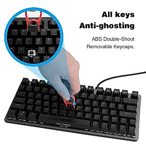 VELOCIFIRE Tenkeyless Mechanical Keyboard Mini, 78-Key Compact Ergonomic, Outemu Brown Switches Backlit and Double-Shot ABS Keycaps for Copywriter, Typist and Programmer