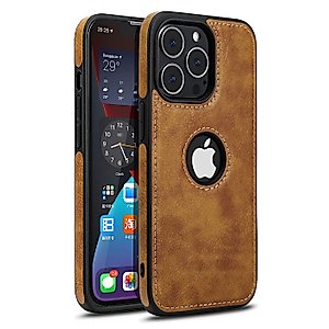 Razstorm Unique Design Luxury Leather Business Phone Case for iPhone 13 Pro Max Anti-Slip Scratch Resistant Ultra Slim Protective Case (2021,6.7”) (Brown)