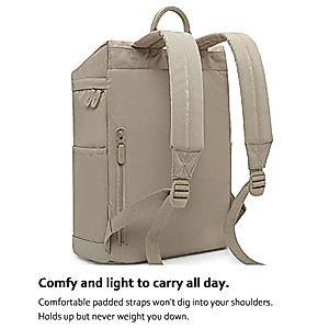 HotStyle Casual Daypack Backpack for Tween & Teen Girls, Multipurpose Middle School Bag Bookbag, Angled Top, Plain, Pastel Khaki