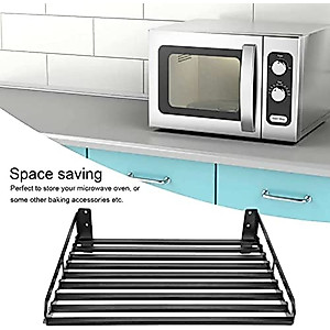 MaxxCloud Electric Oven Holders, Microwave Oven Rack Kitchen Shelf, Black Storage Racks Wall Shelf, Kitchen Organizer Aeronautical Aluminum, Weight Bearing 80 lb (23.6'' x 15.5'', Black)