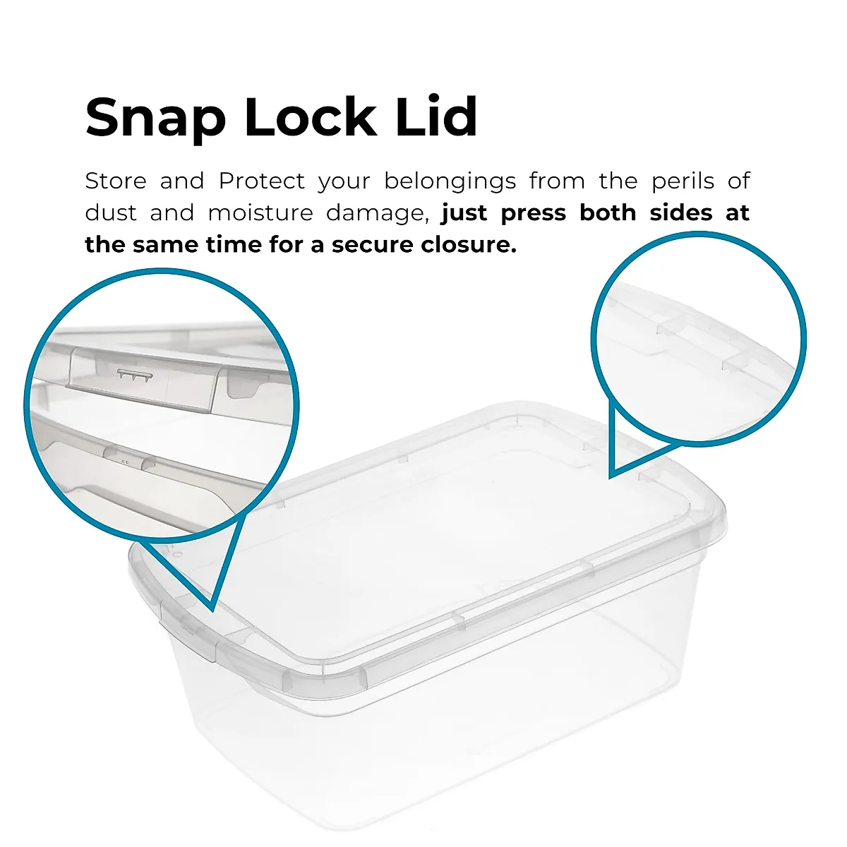 Prodeplast 6.4 Qt (1.6 Gal) Plastic Storage Container Bins with Secure Lid | Durable and Nestable Organizing Totes | Clear Color | 12 Pack