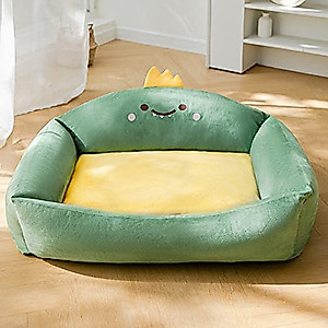 FAOLONE 18" Dinosaur Pet Bed,Large Square Dog Bed,Ultrasoft Plush Pet Bed for Large Dog Beds (Small)