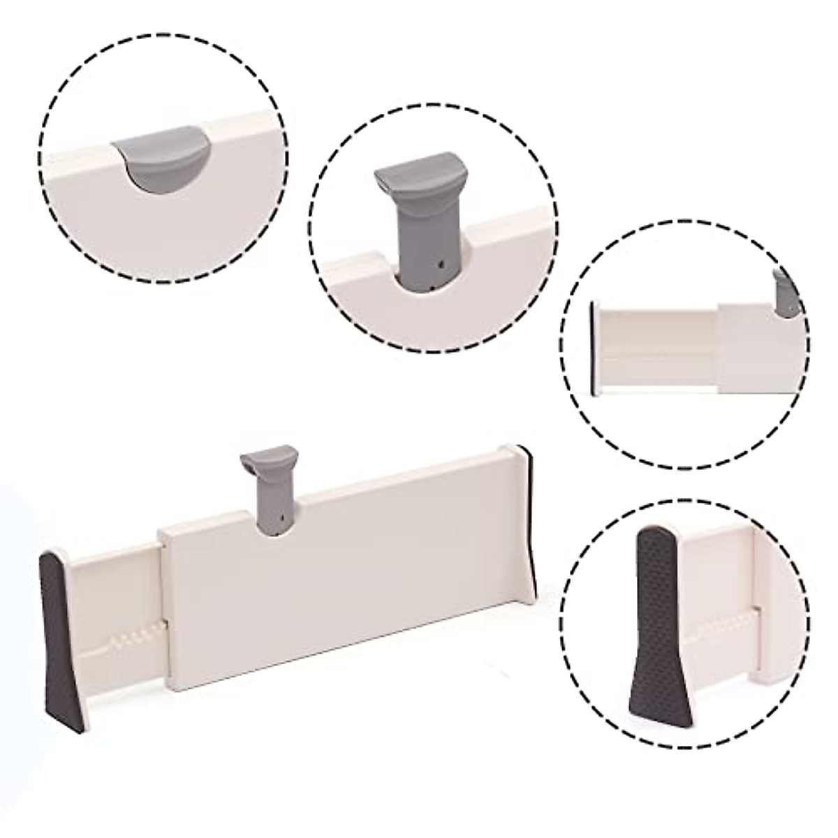 DIOMMELL 4 Pack Adjustable Dresser Drawer Dividers Organizers, Plastic Expandable Drawer Organization Separators for Kitchen, Bedroom, Closet, Bathroom and Office Drawers
