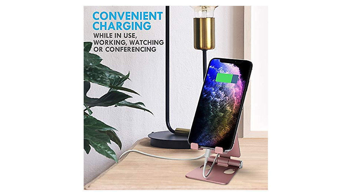 Aduro U-Rise Adjustable Phone Stand - Foldable Aluminum, Rose Gold