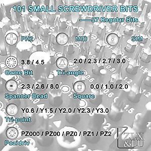 ZLX&LU Precision Screwdriver Set, Small Computer and Laptop Repair Tool Kit, Consisting of 101 Mini Screwdriver Bits, Suitable for Cleaning and Repairing, iPhone, ps4, Electronics and PC Accessories