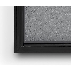 Displays2go 5' x 3' Indoor Bulletin Board, Locking Slide Doors, Gray Tackboard - Black (FBSD63BKGLG)