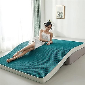 QQCC Mattress Topper Summer Latex Mattress Memory Foam Filling Tatami Foldable Floor Sleeping Bed for Family Student Mat (Color : Green, Size : Thickness 10cm)