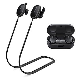 WOFRO Anti-Lost Strap for Bose QuietComfort Earbuds, Sports Anti-Slip Soft Silicone Super Strong Lanyard Accessories Compatible with Bose QuietComfort Earbuds 2020 Neck Rope Cord (Black)