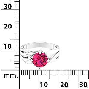 Belinda Jewelz Ring for Womens 925 Sterling Silver Ring Red Ruby Gemstone Ring Rhodium Plated 8mm Solitaire Round Cut Band Ring Jewelry Gift for Wedding Engagement, Size 8