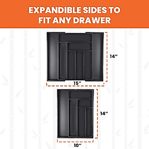 Kozy Home Solutions Kitchen Drawer Organizer Silverware Holder Expandable Tray and Utensil Holder 15" Max Width Kitchen Gadgets with Divider Organizers for Fork Spoon Knife Cutlery and Flatware