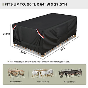 KylinLucky Outdoor Furniture Set Covers Waterproof for Table and Chairs, Patio Table Covers Rectangular Fits up to 90L x 64W x 27.5H inches