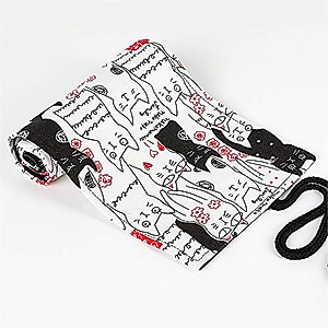 Funny live 24/36/48/72 Slots Colored Pencil Wrap Roll up Pen Holder Case Drawing Coloring Pencil Roll Organizer Stationery Case for Student Artist Traveler (Couple Cats, 24 Slots)