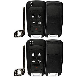 KeylessOption Keyless Entry Car Remote Start Key Fob Shell Case Button Pad Cover for 2011-2015 Chevy Volt OHT05918179 (Pack of 2)