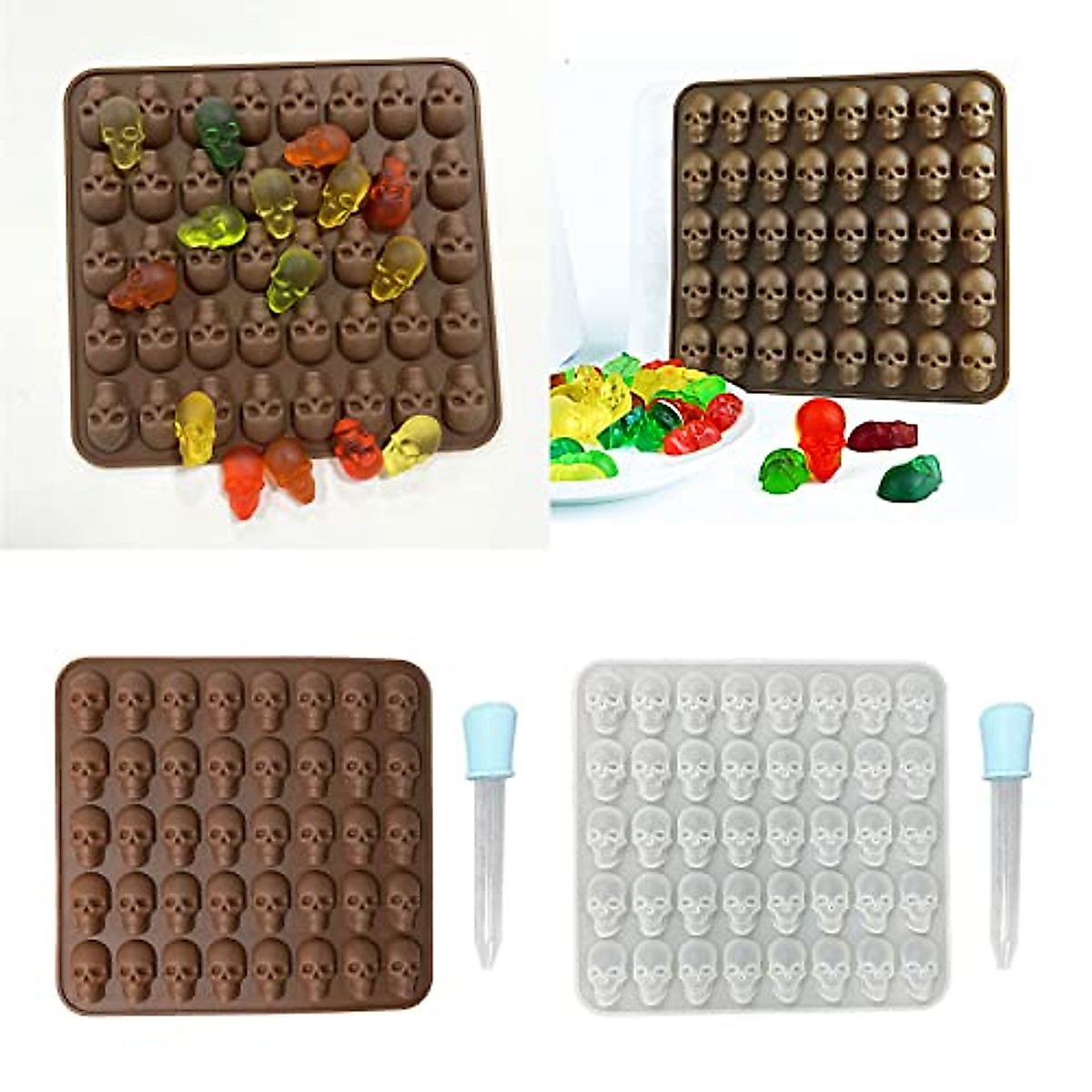 Arichmark 3D Skull Shaped Ice Cube Molds Flexible Food Grade Silicone DIY Ice Tray for Kitchen Novelty Ice Maker for Wine Cocktail