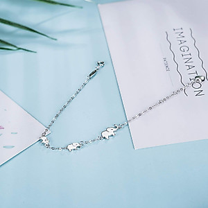 BlingGem 3 Elephants Bracelet for Women 3 Generation 925 Sterling Silver Bracelet for Women Mother Daughter Bracelets Animal Jewelry Birthday Mother's Day Gifts for Women Mom Daughter Sister Family