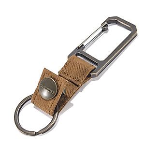 Carhartt Mono Sling Backpack, Unisex Crossbody Bag for Travel and Hiking, Carhartt Brown & unisex adult Nylon Duck Key Keeper, Durable Keychain With Self-locking Clip Wallet, Nylon Duck, One Size US