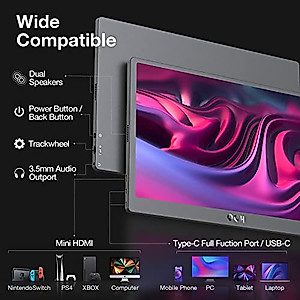 QQH Portable Monitor, 15.6" Portable Computer Monitor HDMI 1080P FHD USB C Laptop Monitor Display IPS Second Screen, Gaming Monitor with Smart Cover, External Dual Monitor for Phone PC MAC PS4 Xbox
