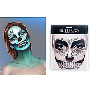 Skull Face Jewels Day of the Death Face Gems for Halloween Face Decals,6-Pack