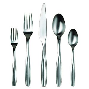 Gourmet Settings 20-Piece Silverware Beam Collection Matte Stainless Steel Flatware Sets, Service for 4, Kitchen Cutlery Utensil Knife/Fork/Spoons, Dishwasher Safe