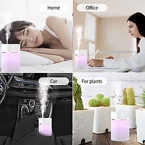 Small Humidifier, Mini Humidifier for Plant, 400ml Cool Mist Humidifiers for Bedroom, Desk Personal Humidifiers for Indoor Office Car, Portable Humidifier for Double Nourishment-White