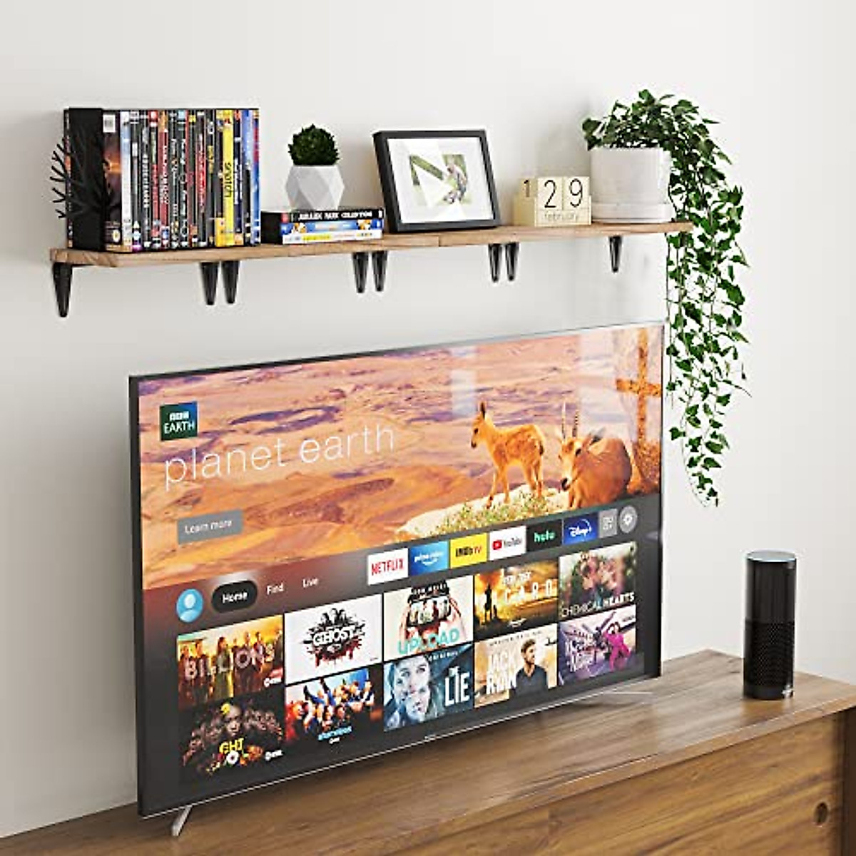 Wallniture Arras Floating Shelves for Wall Decor, 11"x6" Wood Wall Shelves Set of 4 for Living Room Decor, Bedroom, Office, Bathroom, Burnt