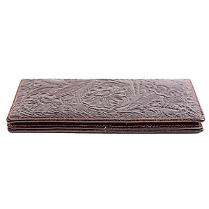 Womens Ladies Genuine Leather Wallet Long Embossing Bifold Wallet Clutch Purse (Coffee)