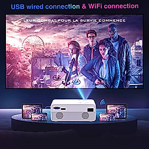 Projector, CRAZVIEW Projector with WiFi and Bluetooth, 7500L Mini Projector with 100” Screen, HD 1080P Supported Portable Projector Compatible with Fire Stick/HDMI/VGA/USB/AV/PS4/iOS & Android