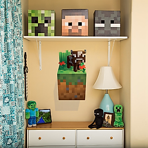 (Set of 4) LucyM Wall Decal Digging Steve; Creeper Inside Wall; Baby Pig; Baby Cow