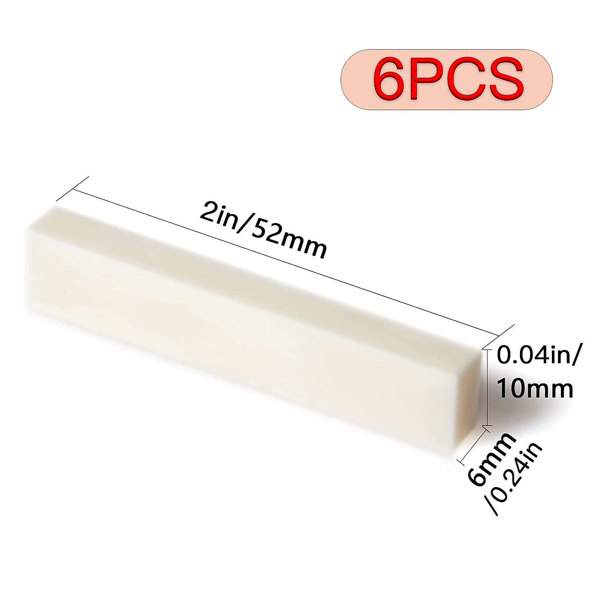 Cheerock 6Pcs Guitar Bone Nuts, Blank Guitar Bridge Saddle and Nut, Pure Bone Nut for Electric Bass Acoustic Classical Guitar Mandolin Banjo Ukulele DIY