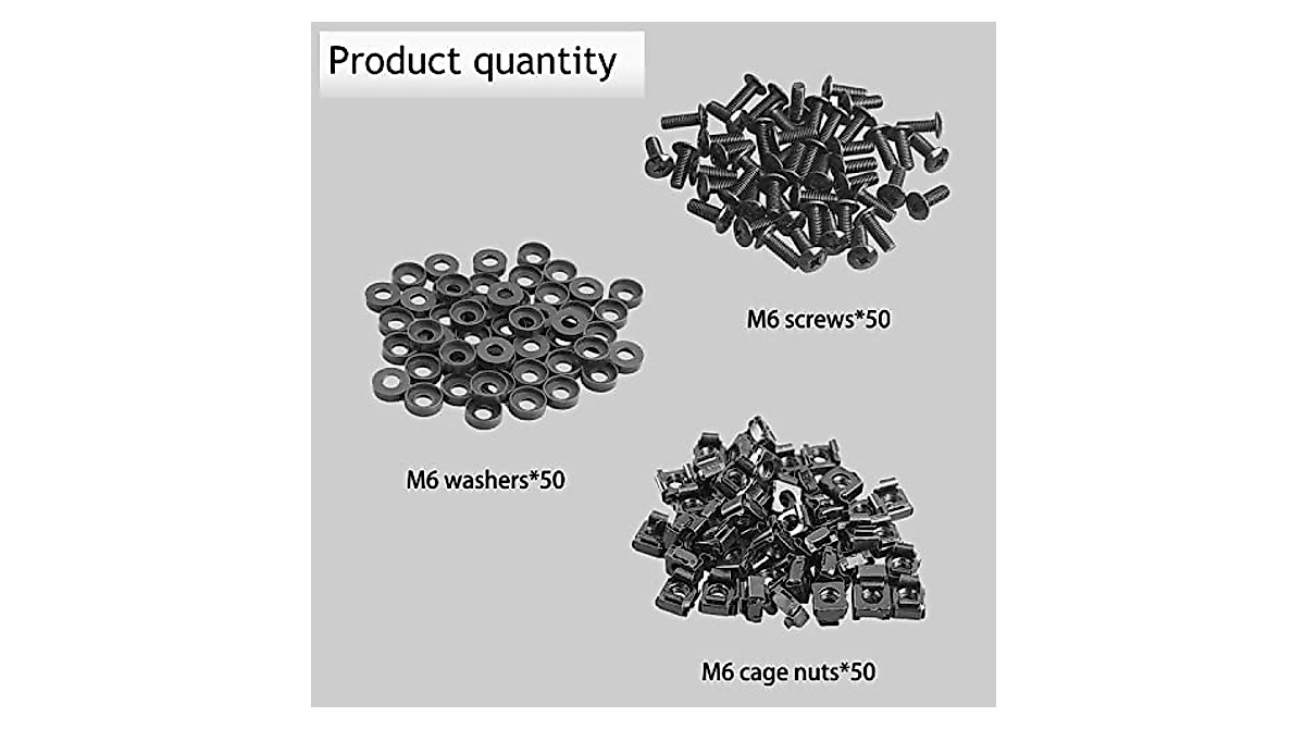 Leadrise 50-Pack M6 Rack Mount Screws & Nuts for Server Cabinets