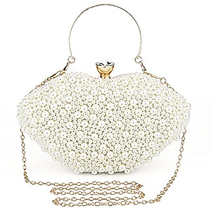 UBORSE Clutch Bag Ceremony Pearl Evening Bag Elegant Women Shoulder Bag Small Bridal Purse for Wedding Cocktail Party