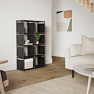 Mavivegue 8 Cube Book Shelf Organizer - Tall Black Cube Shelf with Cubbies for Bedroom, Living Room, Office